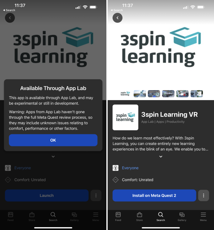 Install 3spin Learning on Meta Quest (Consumer)